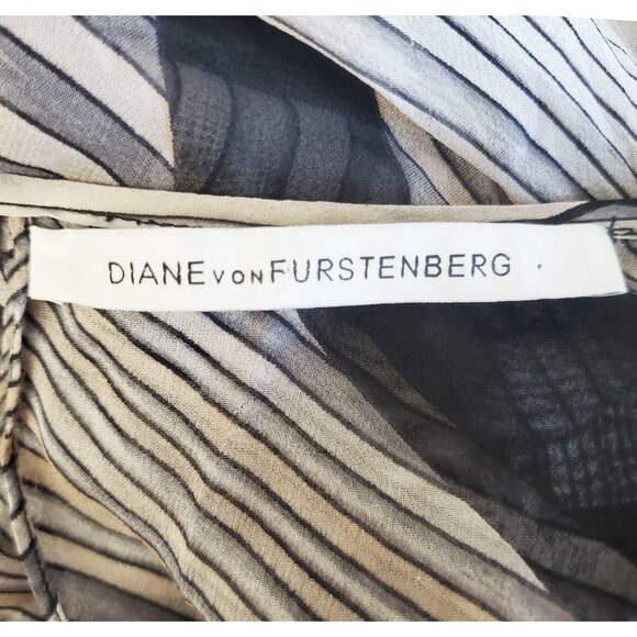 Diane Von Furstenberg Womens Chiffon Nydian Swirl Twist Deep Grey Dress